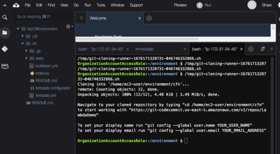 Cloud9初回アクセス時にCodeCommitのリポジトリを自動でクローンする | ヤマムギ